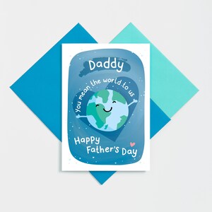Daddy You Mean the World Fathers Day Card / Personalised | Etsy
