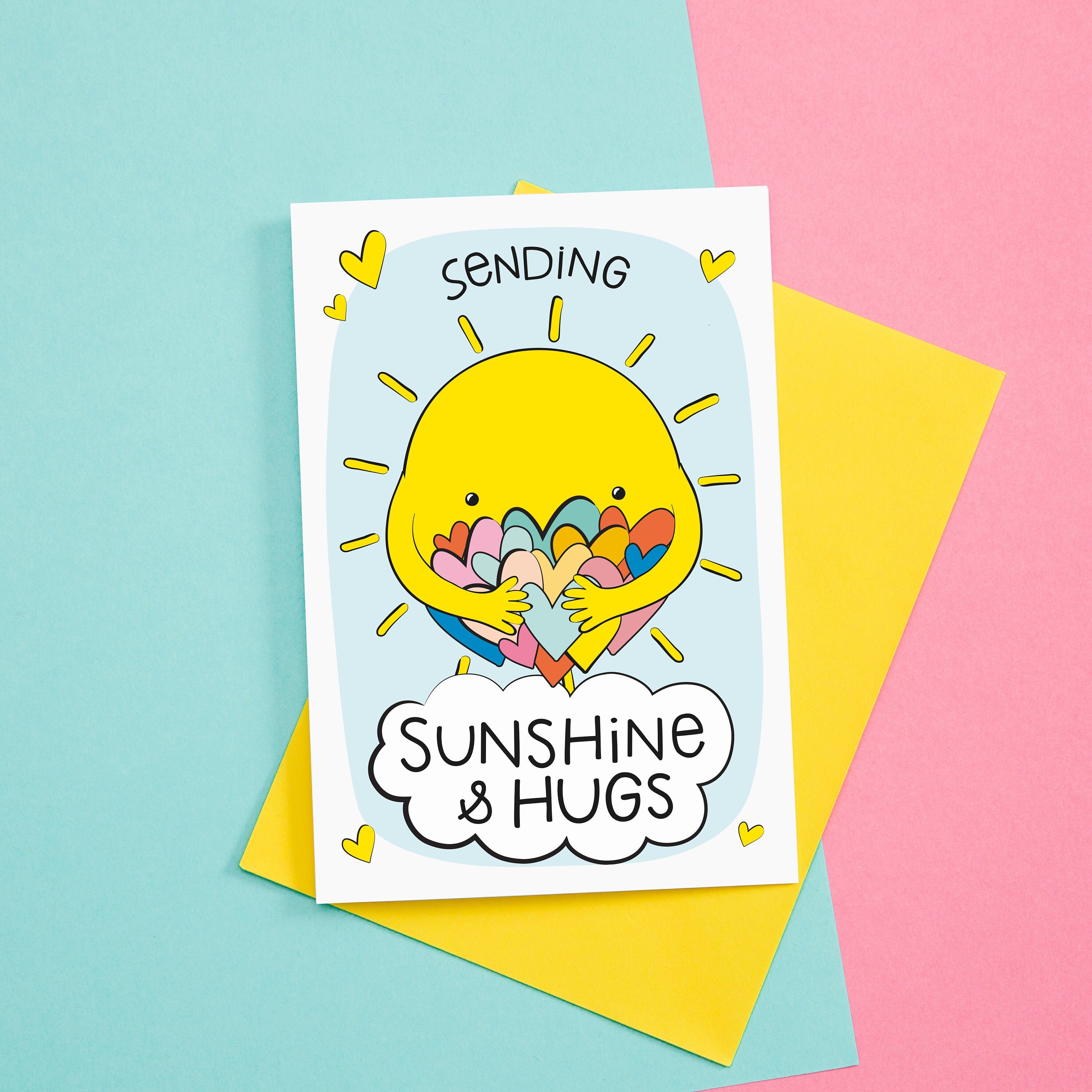 Hug Card Sending Hugs Card Sending Love Card Sunshine Etsy