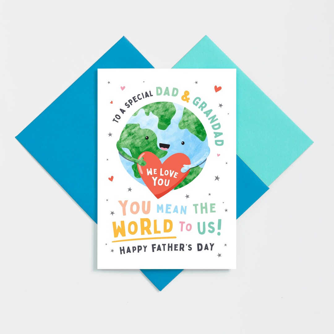 Dad & Grandad Father's Day Card You Mean the World to Us / Personalised ...