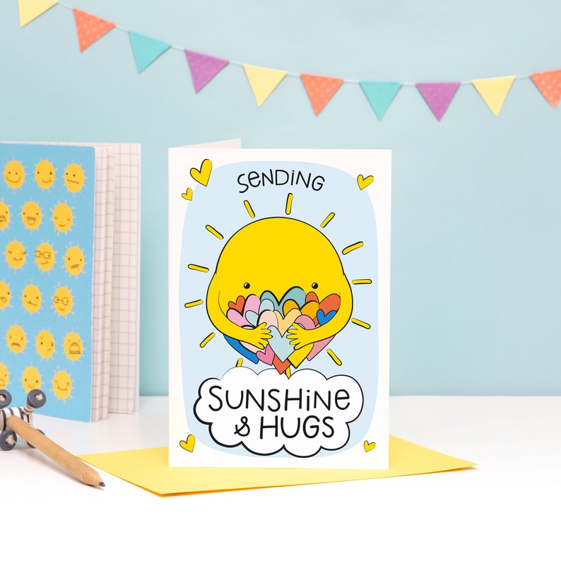 Hug Card / Sending Hugs Card / Sending Love Card / Sunshine | Etsy