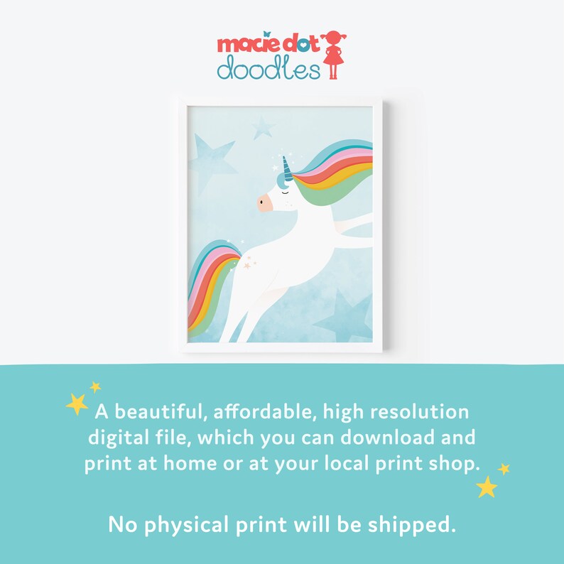Rainbow Unicorn Print / Unicorn Printable Wall Art / Girls - Etsy