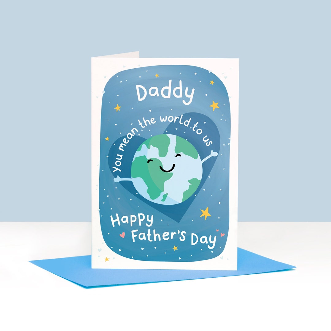 Daddy You Mean the World Father's Day Card / Personalised Fathers Day ...