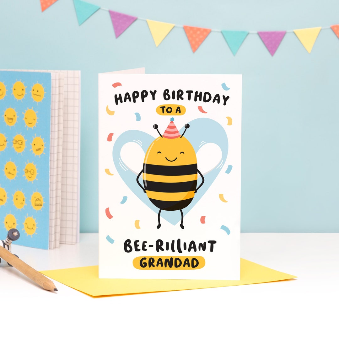 Bee-rilliant Grandad Birthday Card / Funny Birthday Card Grandad ...