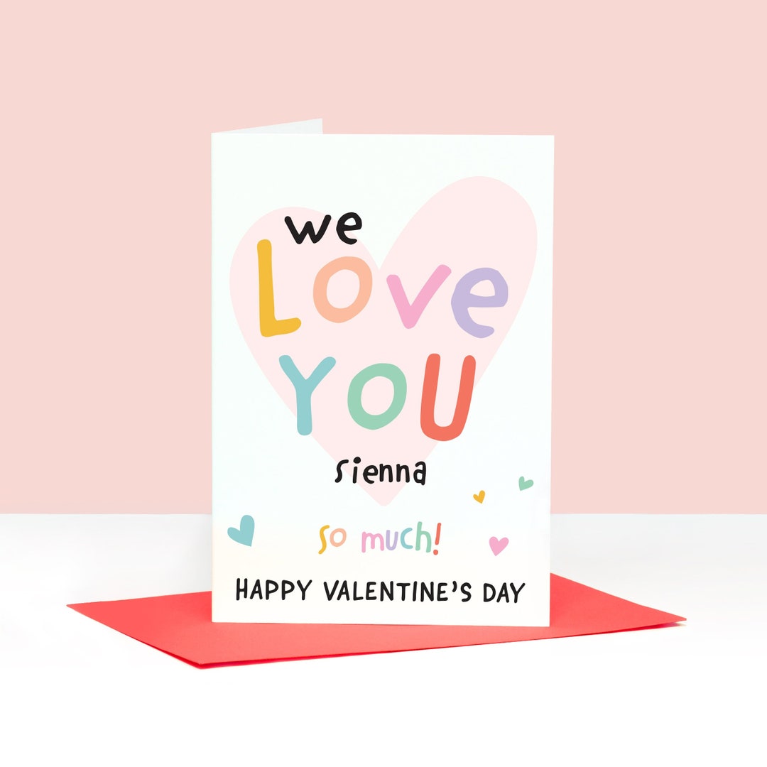 Personalised I Love You Valentines Card / Valentines Card for Kids ...