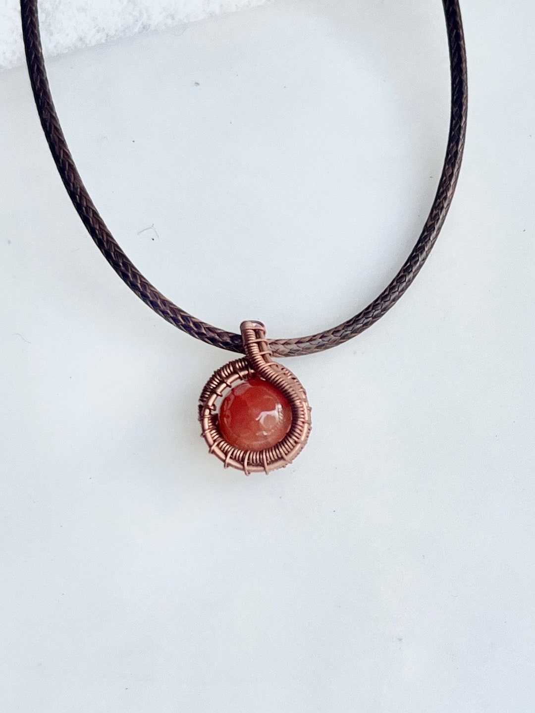 Tiny Red Agate Pendant in Antiqued Copper, Summer Jewelry, Cherry ...