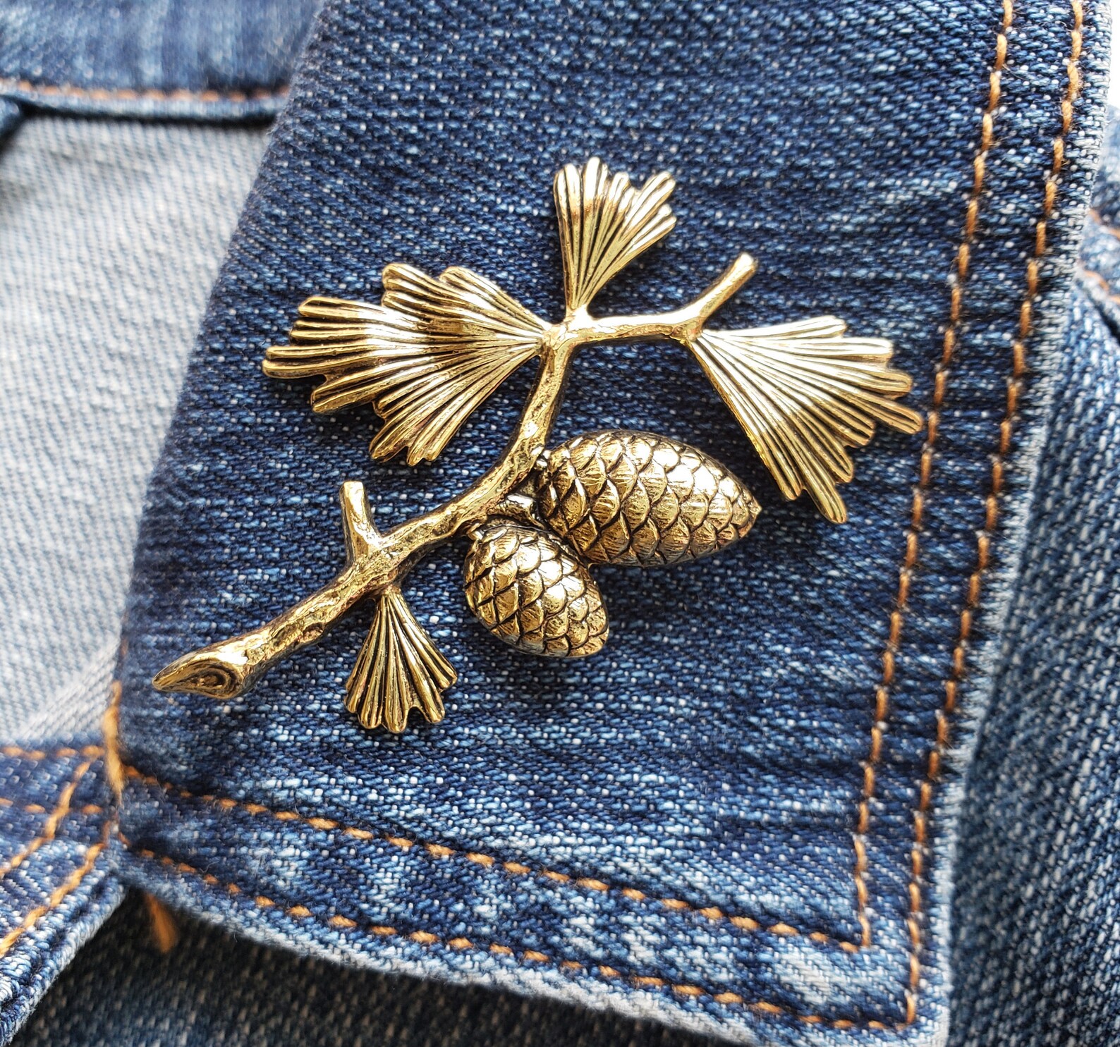 Silver Pine Cone Branch Lapel Pin Brooch Rustic Woodland - Etsy