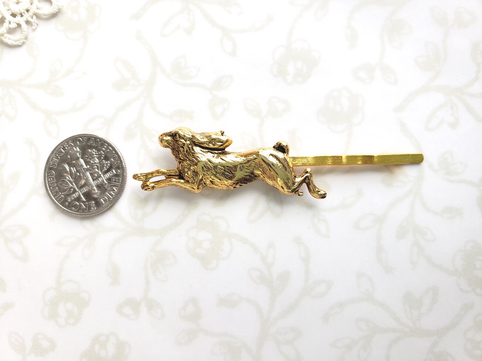 Rabbit Hair Pins 24k Gold Plated Set of Two Spring Bunny | Etsy