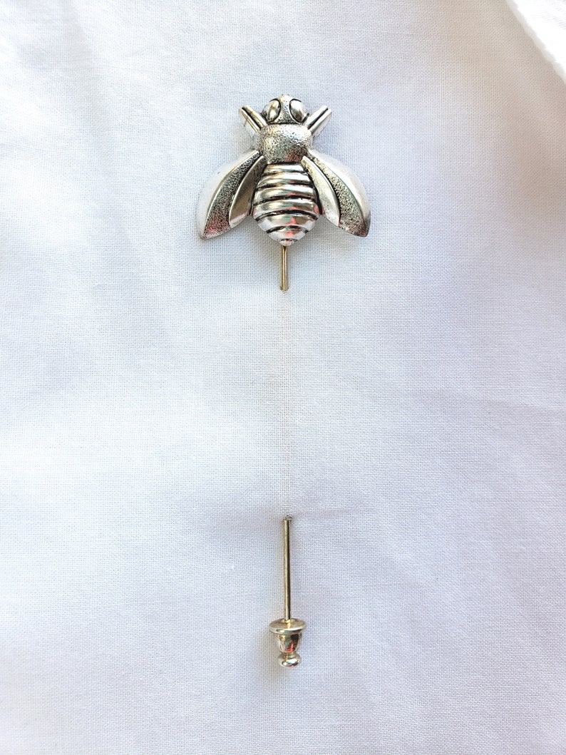 Bee Stick Pin Silver Plated Lapel Pin Woodland Garden - Etsy