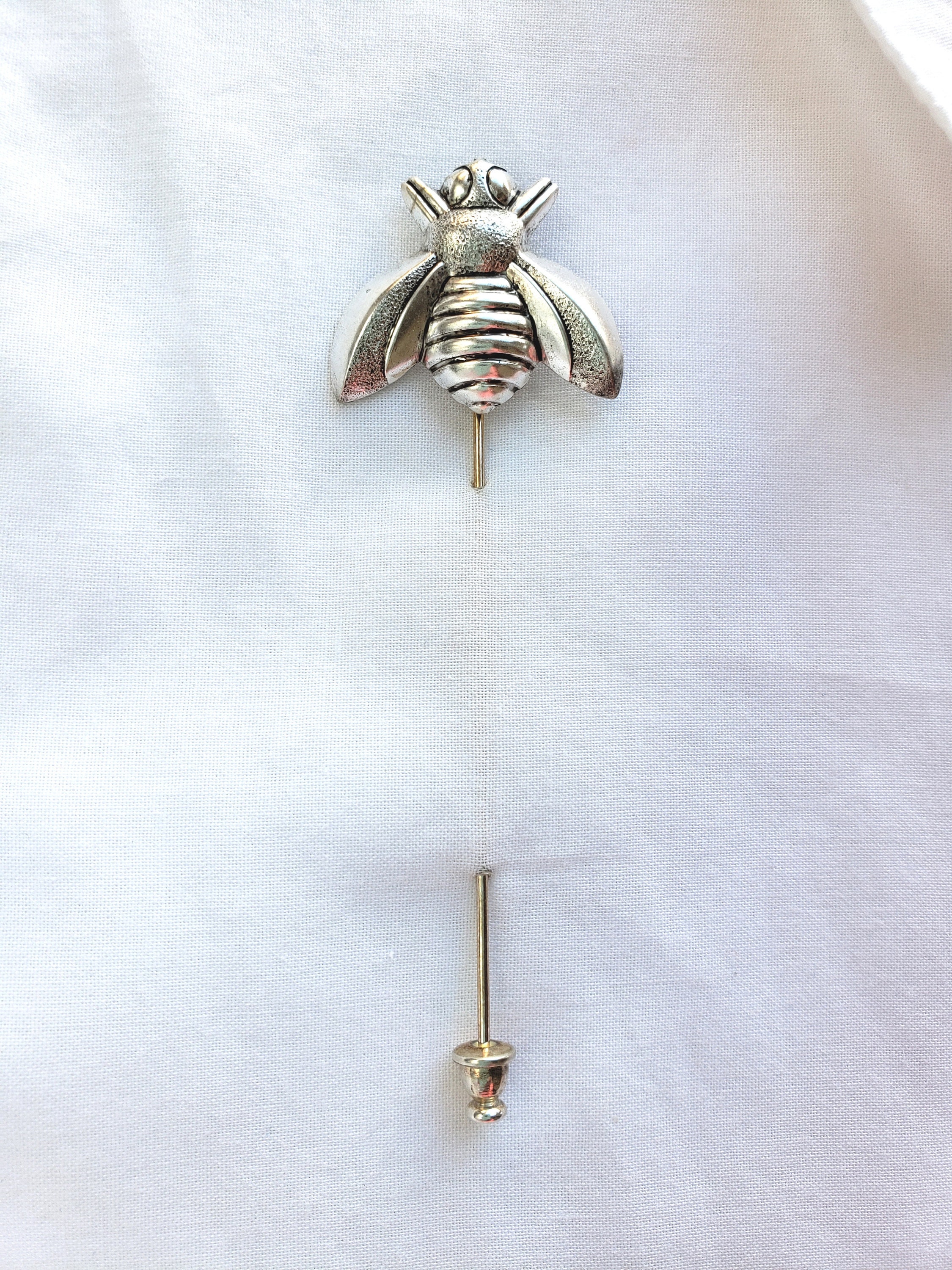 Bee Stick Pin Silver Plated Lapel Pin Woodland Garden | Etsy