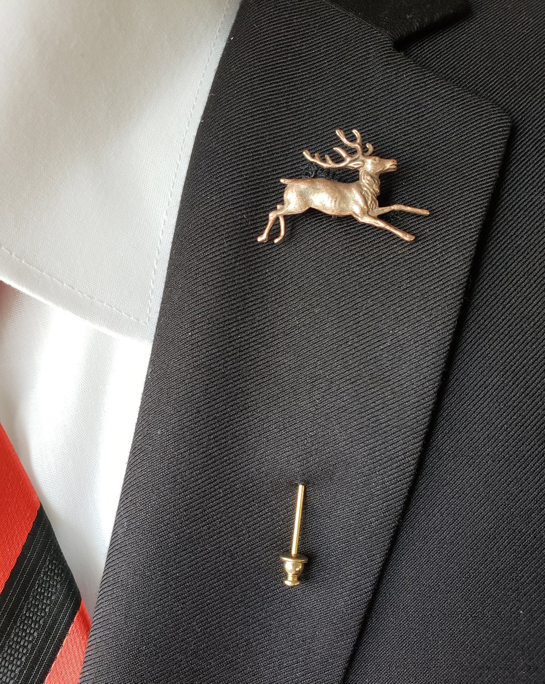 Gold Deer Stick Pin, Lapel Pin, 24k Gold Plated, Stag, Woodland Forest ...
