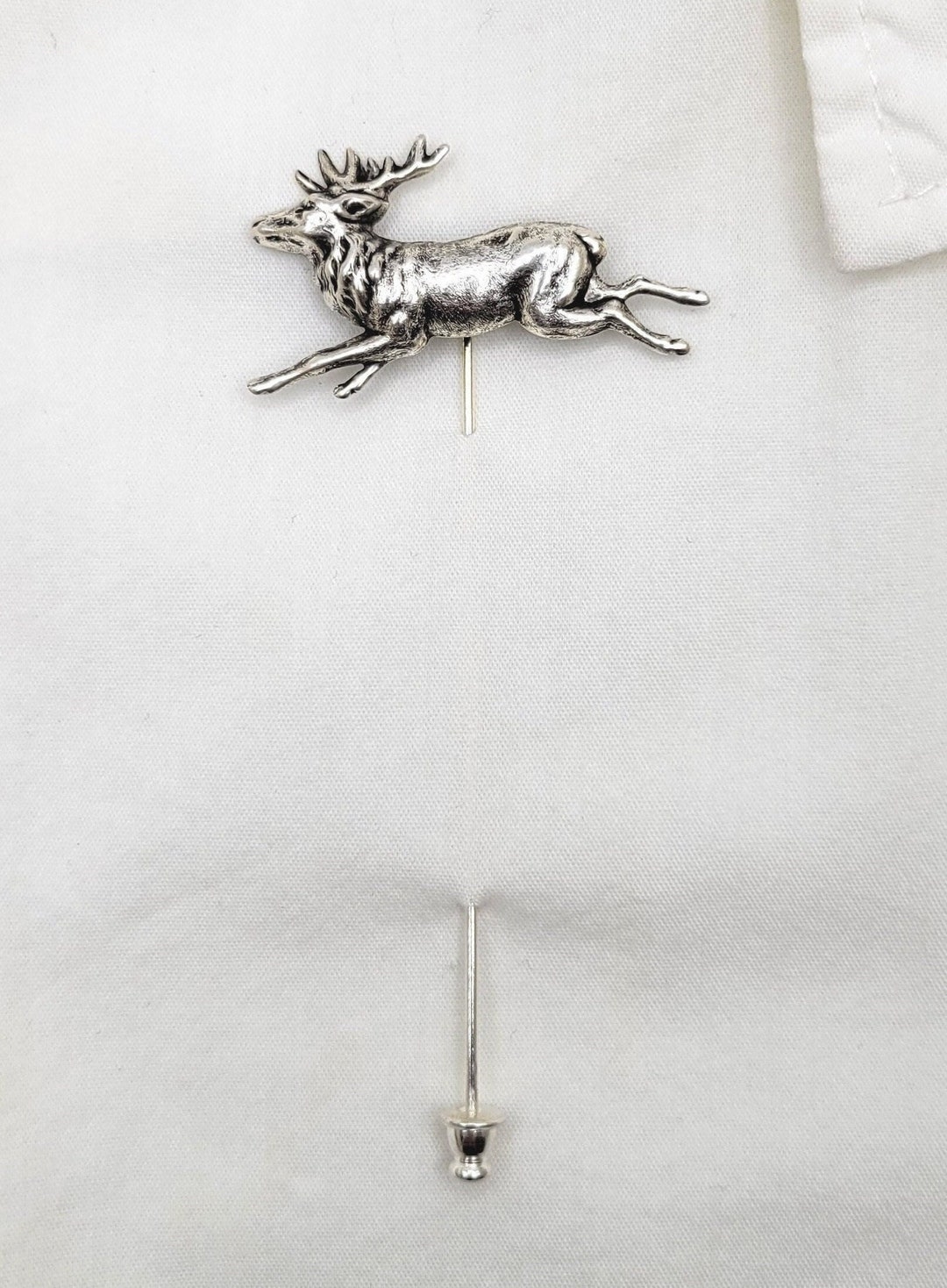 Silver Elk Deer Lapel / Stick Pin Stag Caribou Woodland - Etsy