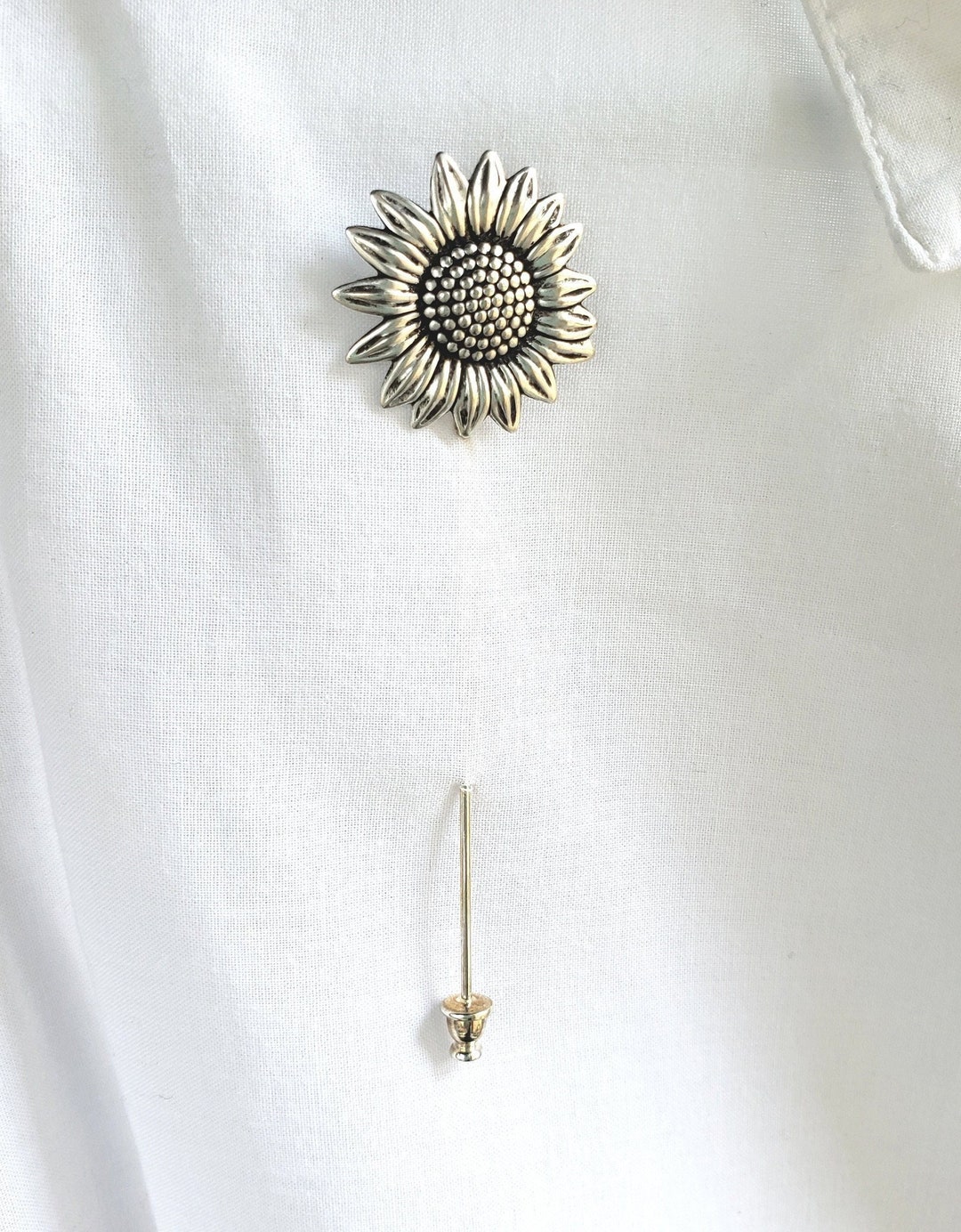 Silver Sunflower Stick Pin, Lapel Pin, Boutonniere, FREE Gift Box ...