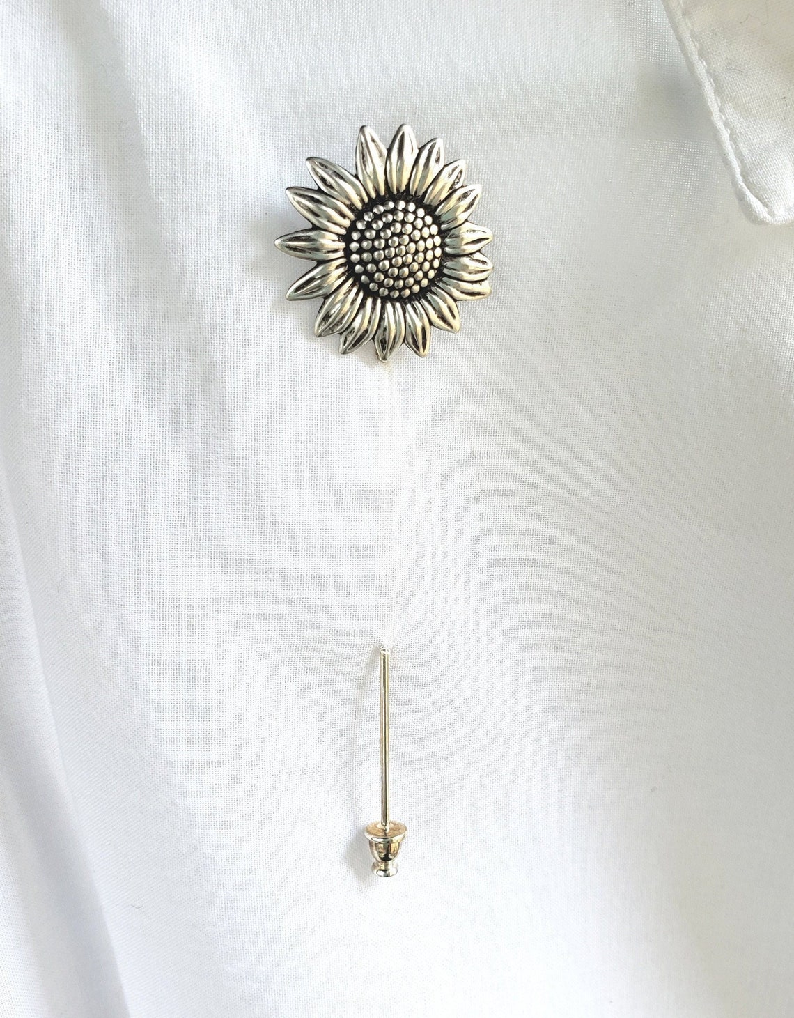 Silver Sunflower Stick Pin Lapel Pin Summer Sunshine - Etsy