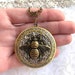 Large Bumble Bee Locket Antiqued Gold Brass With a Silver Wreath, Photo ...