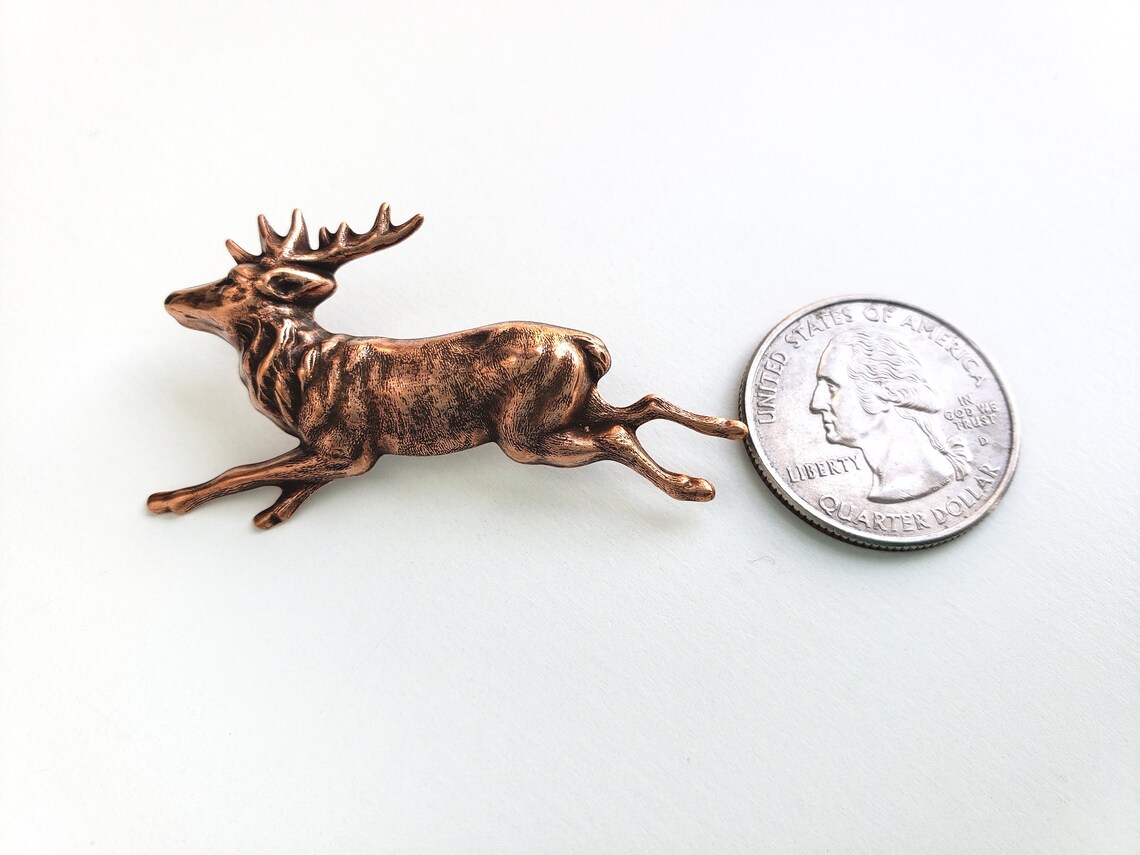 Copper Reindeer Brooch Pin Rustic Lapel Pin Woodland Winter | Etsy