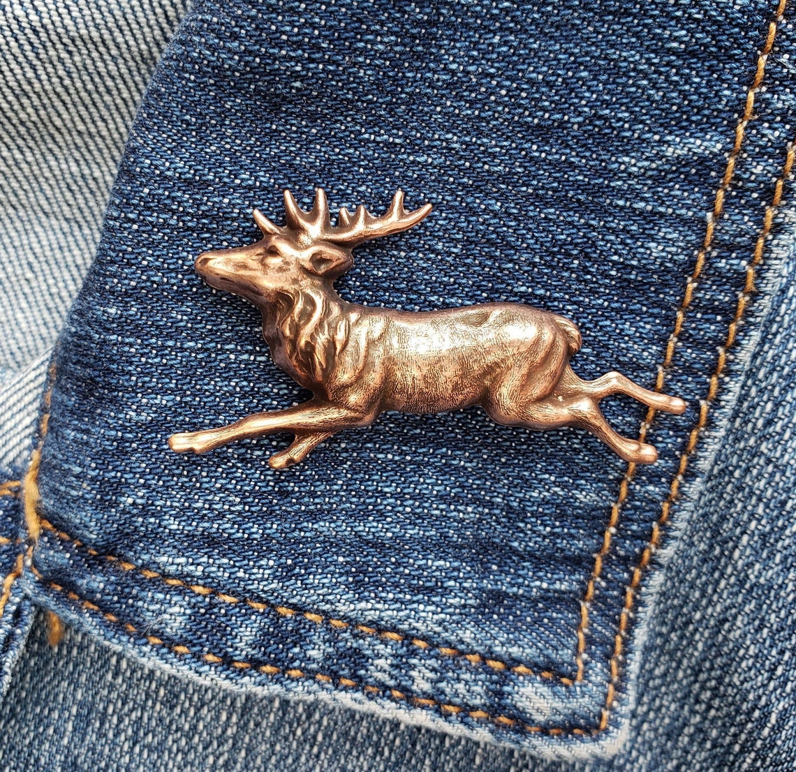 Copper Reindeer Brooch Pin Rustic Lapel Pin Woodland Winter | Etsy