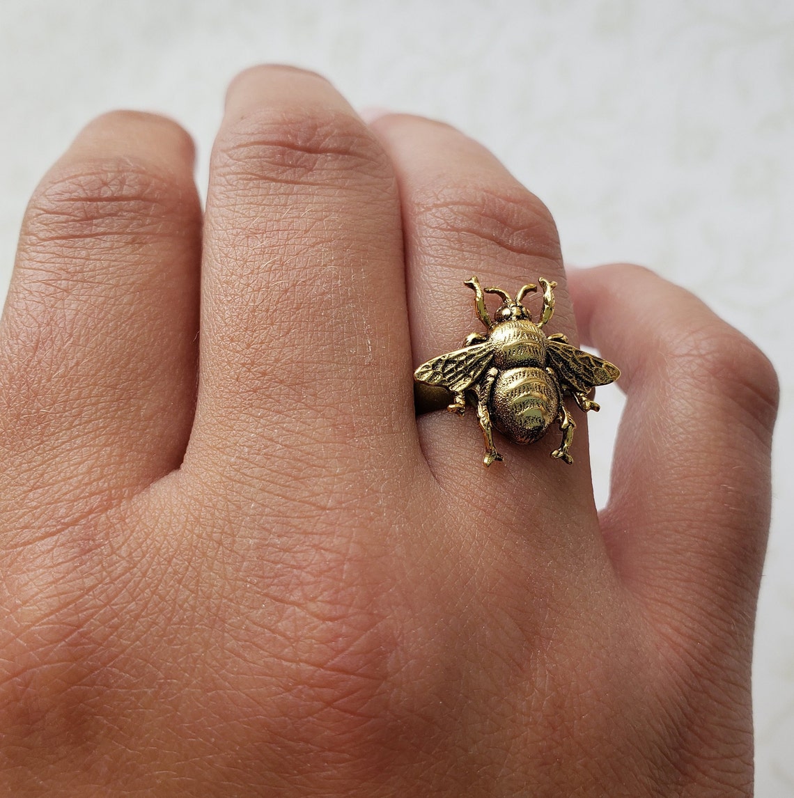 Bumble Bee Ring Gold Plated Adjustable Queen Bee Antiqued | Etsy