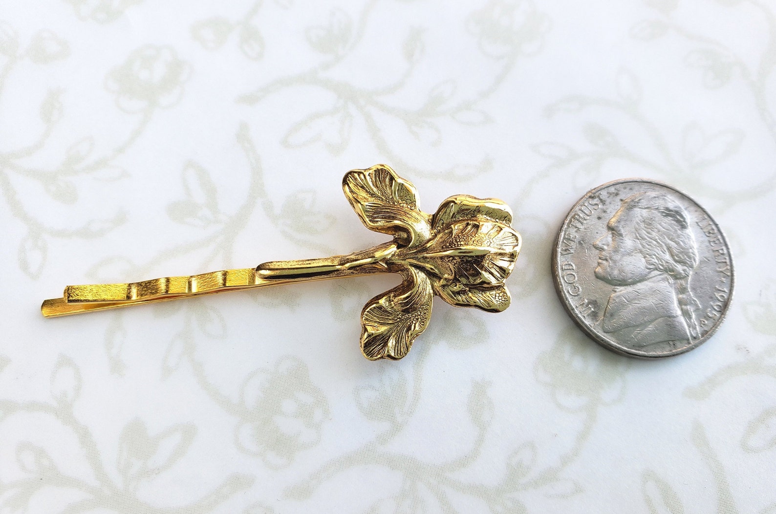 Iris Floral 24k Gold Hair Pins Bobby Pins Garden Wedding - Etsy