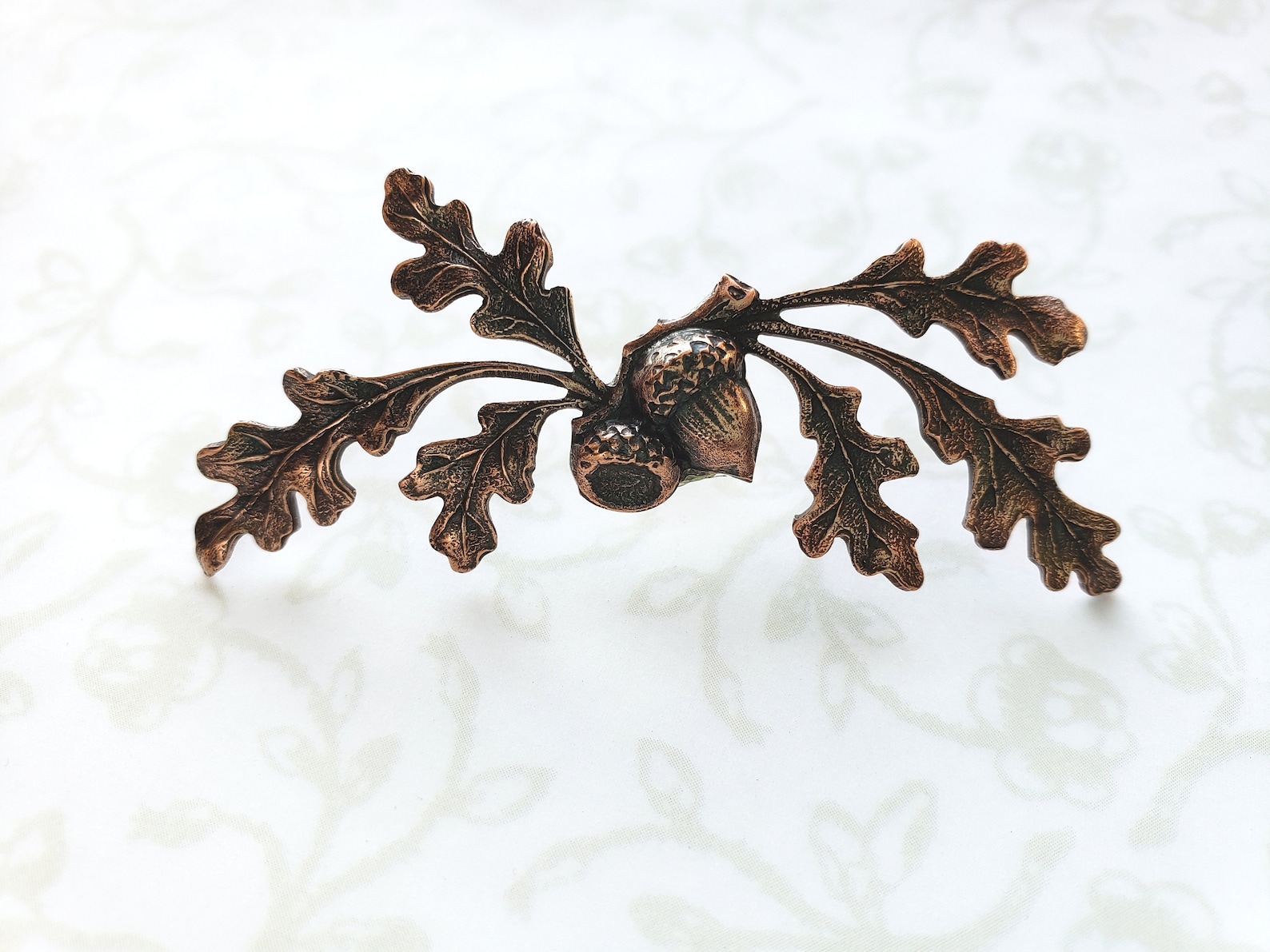 Large Copper Oak Leaf & Acorn Pin, Lapel Pin, Brooch, Autumn, Rustic ...