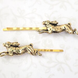 Rabbit Hair Pins, 24k Gold Plated, Set of Two, Bunny, Woodland, Bobby ...