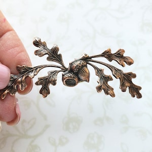 Large Copper Oak Leaf & Acorn Pin, Lapel Pin, Brooch, Autumn, Rustic ...