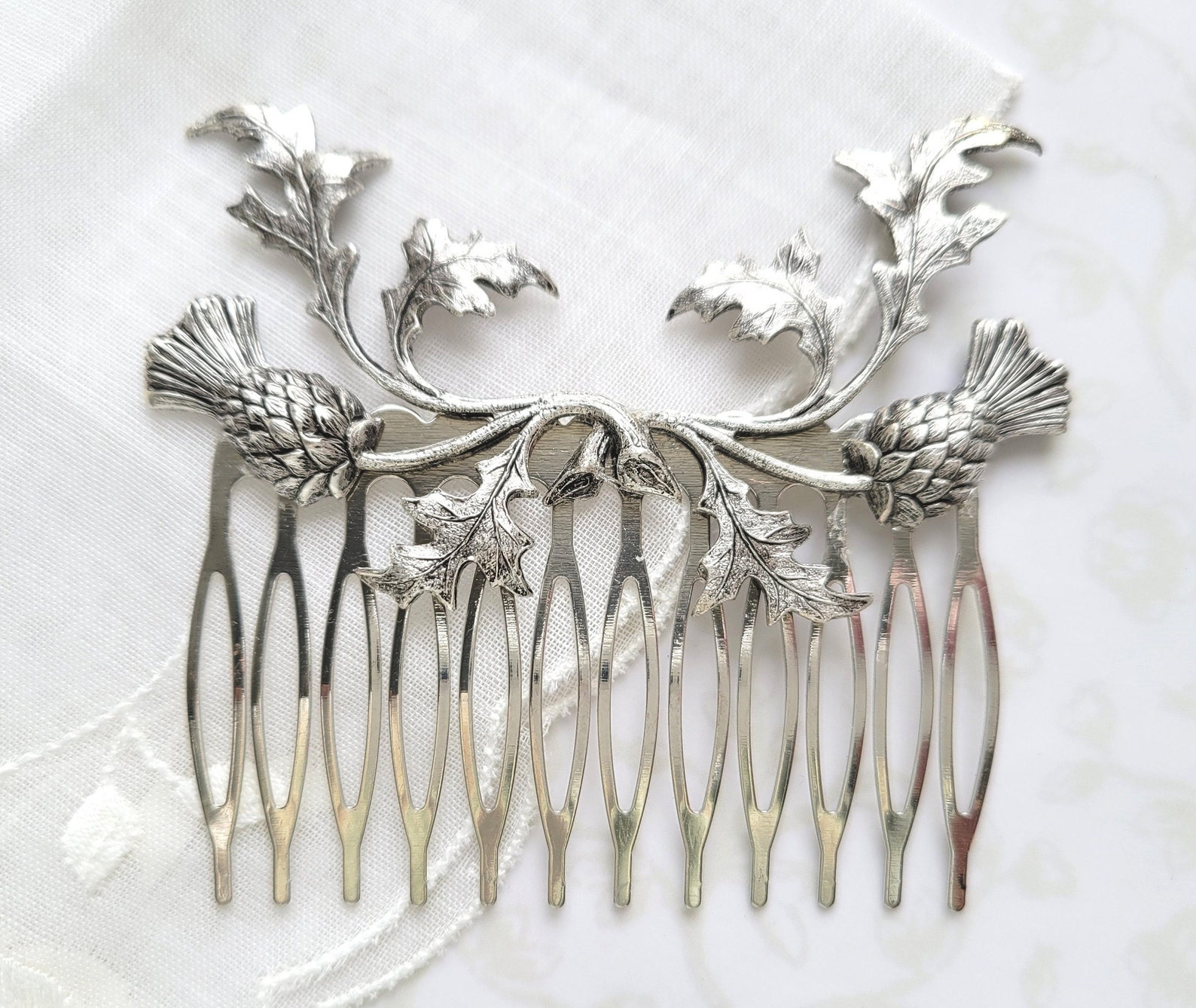 Silver Thistle Hair Comb Elegant Scottish Bridal Hair Comb - Etsy