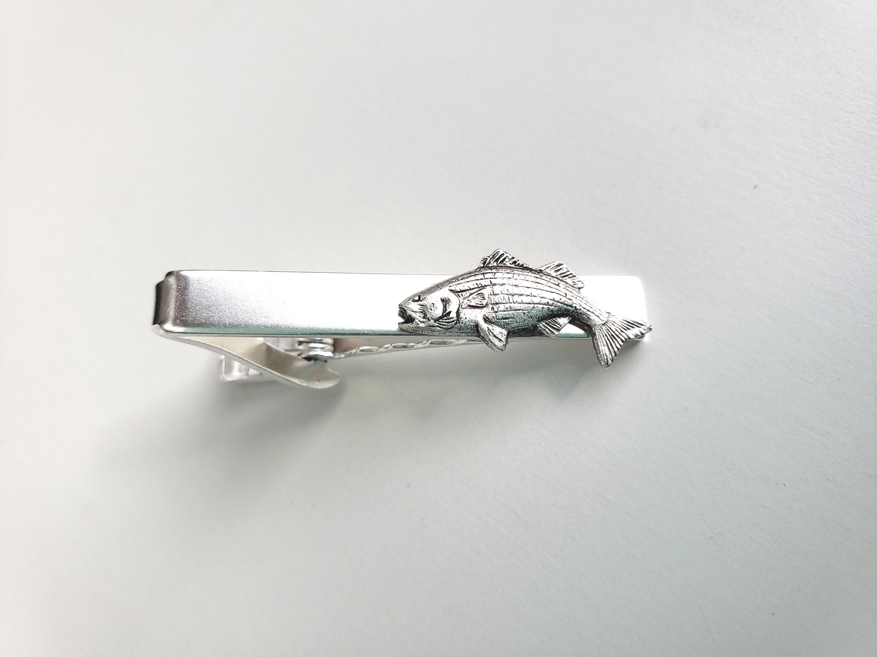 Silver Fish Tie Clip Bass Father's Day Rustic Fishing - Etsy