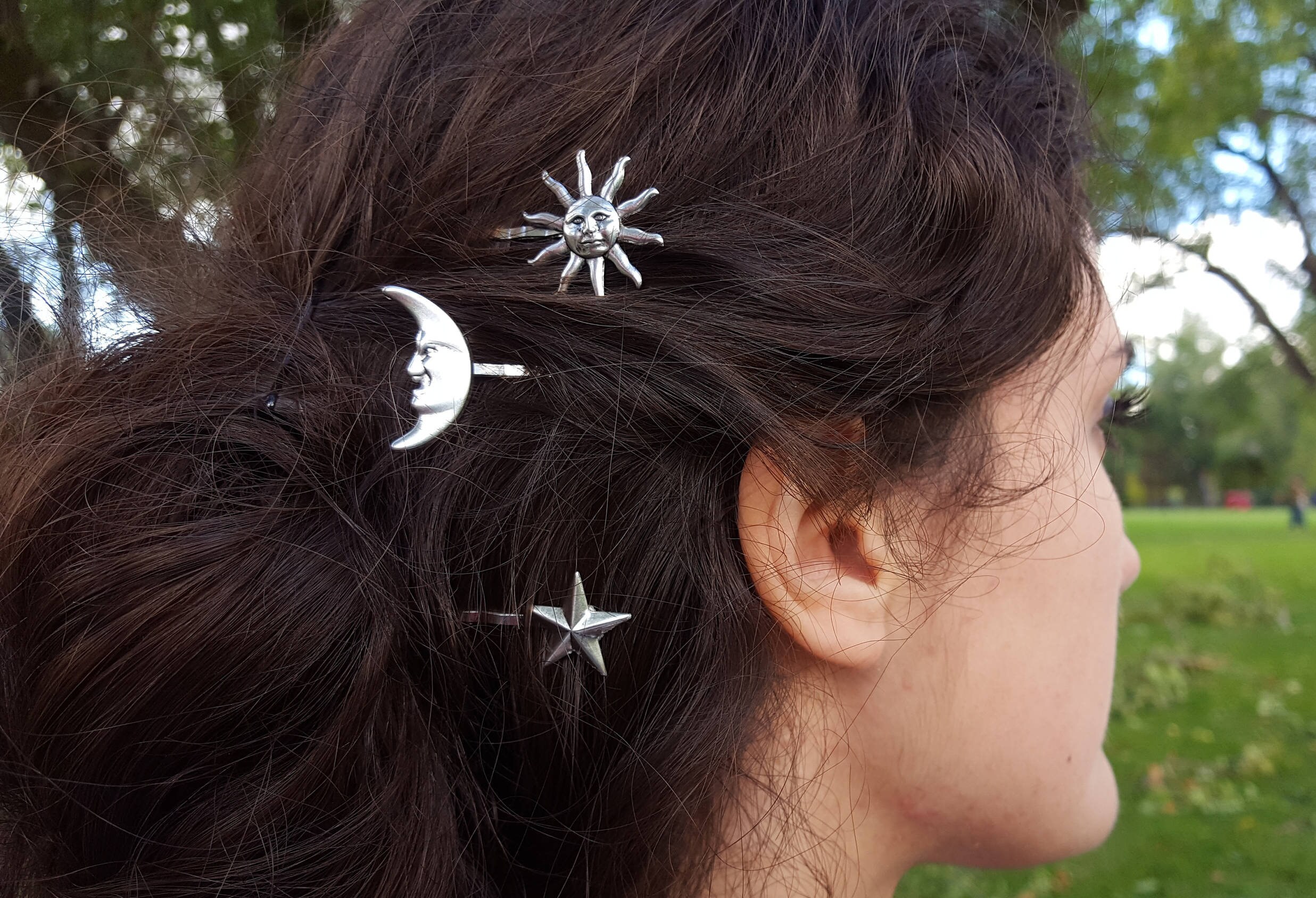 Silver Sun Moon & Star Bobby Pins Set of 3 Hair Pins | Etsy