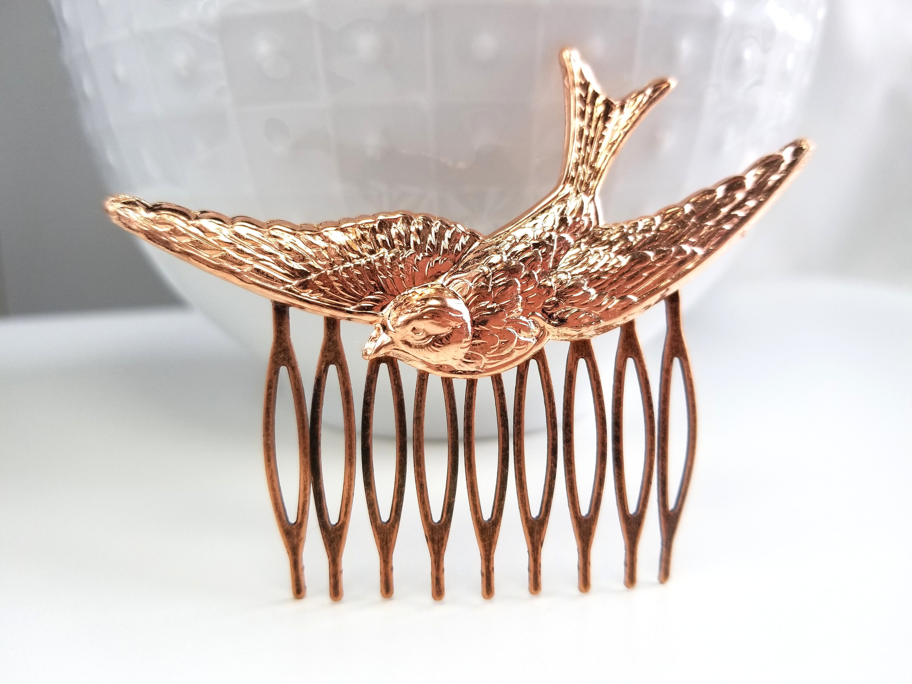 Rose Gold Bird Hair Comb Bridal Hair Comb Flying | Etsy