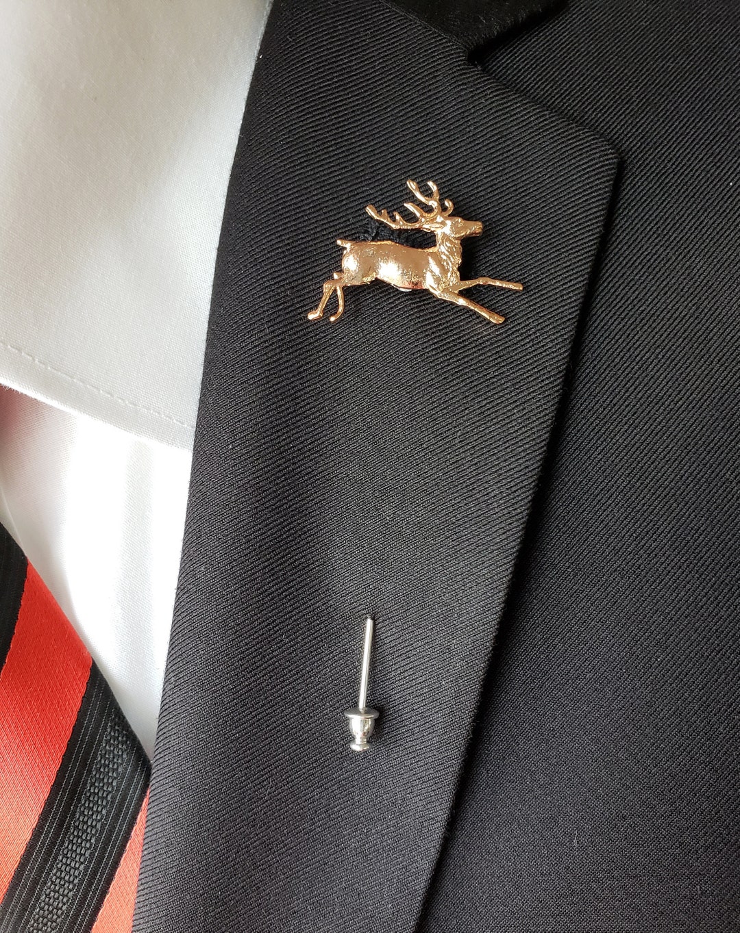 Rose Gold Deer Stick Pin, Lapel Pin, Holiday Woodland Accessory ...