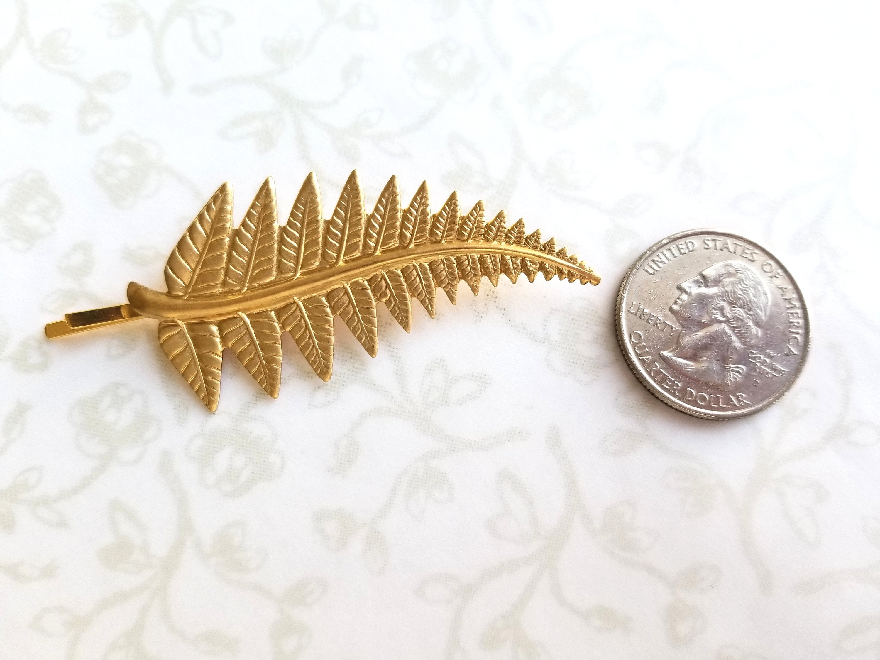 Fern Leaf Hairpin Gold Raw Brass Forest Woodland Nature - Etsy