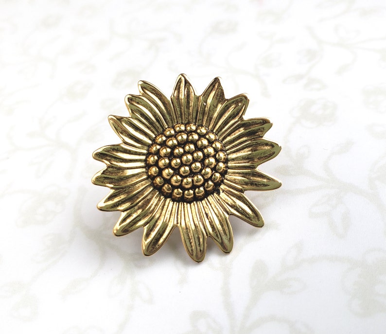 Sunflower Pin Lapel Pin 4 Finishes: Copper Silver 24k - Etsy