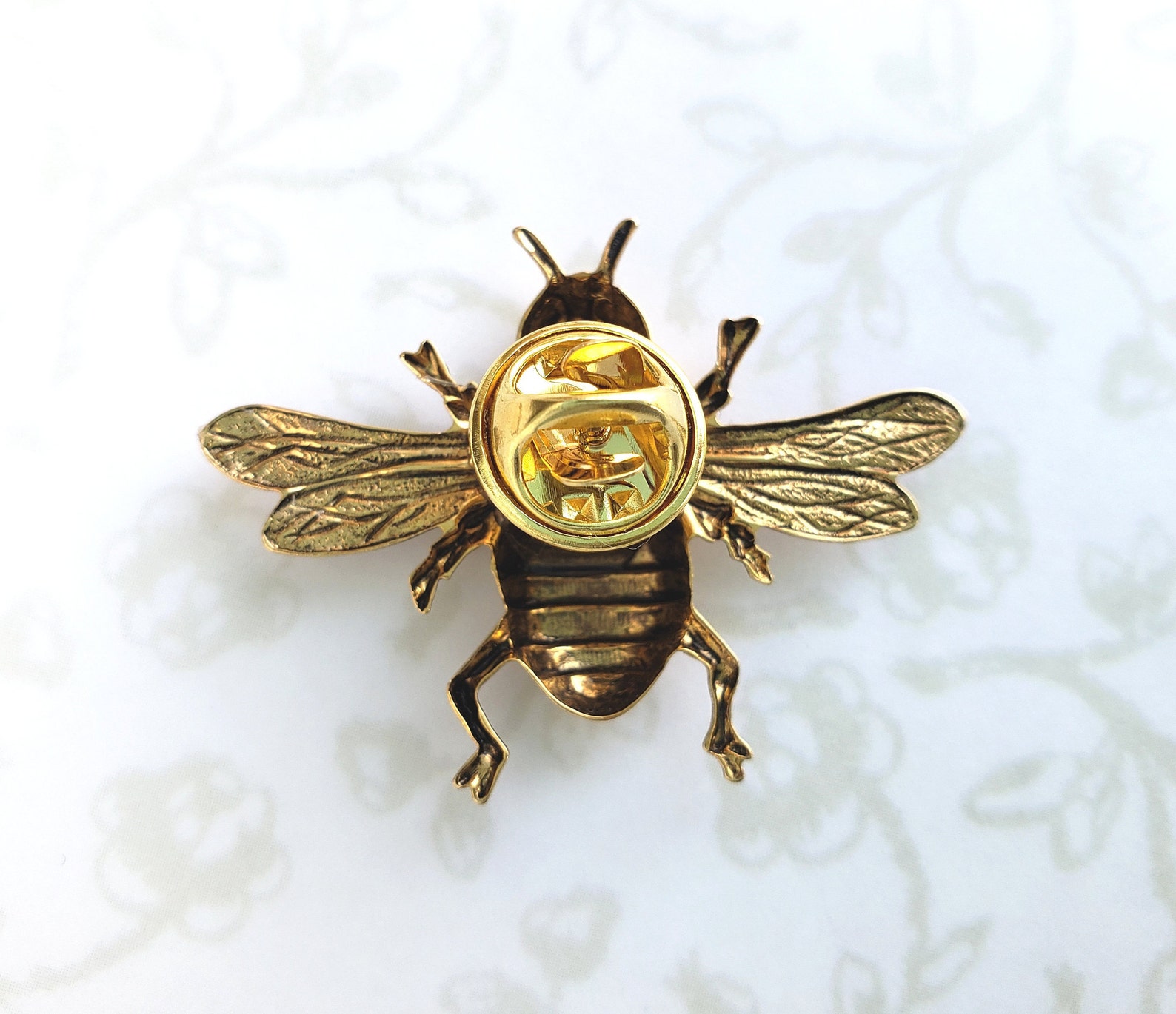 24k Gold Bumble Bee Brooch, Pin, Lapel Pin, Gardener, Woodland, Honey ...