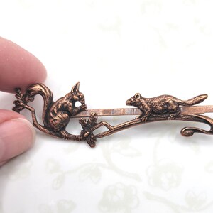 Copper Squirrel and Acorn Hair Pin, Oak Tree Branch, Fall Bobby Pin ...