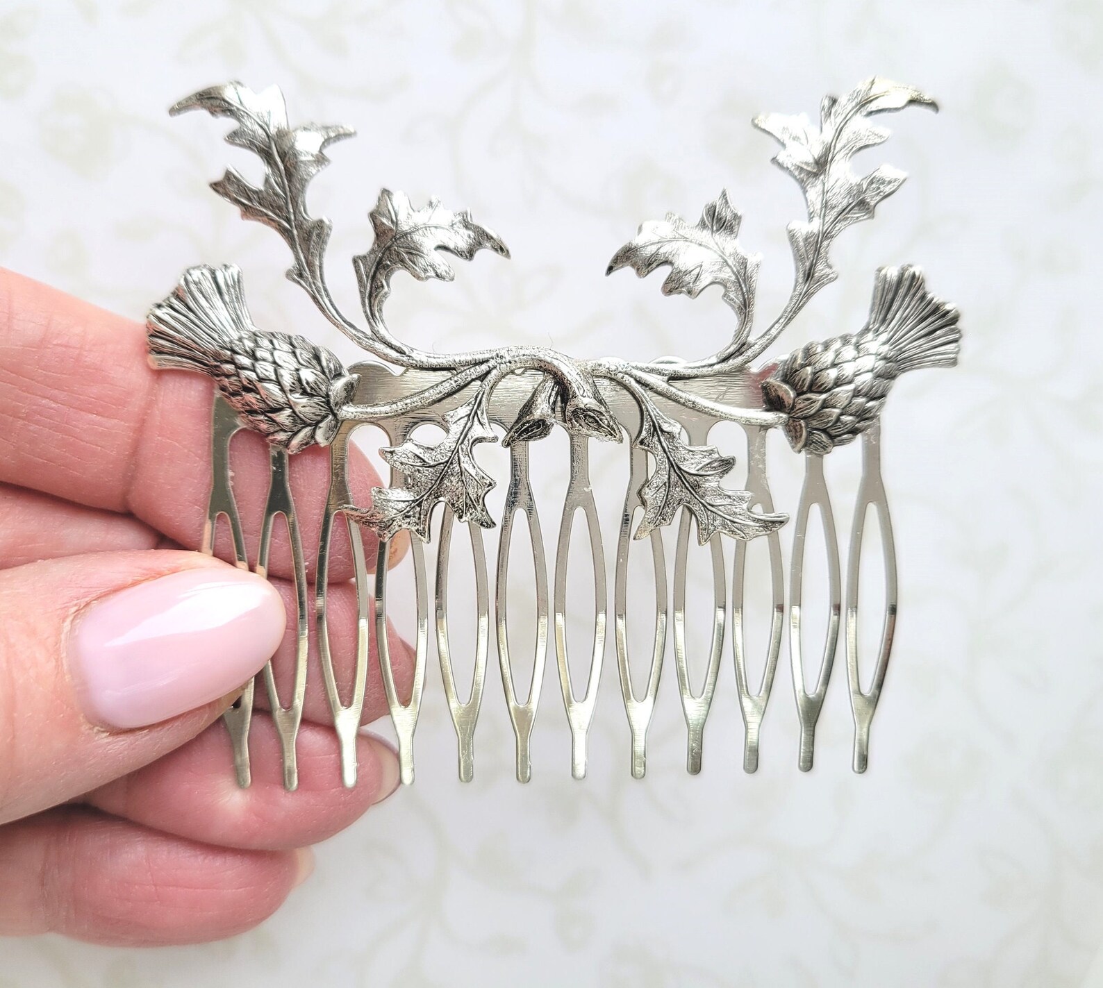 Silver Thistle Hair Comb Elegant Scottish Bridal Hair Comb - Etsy