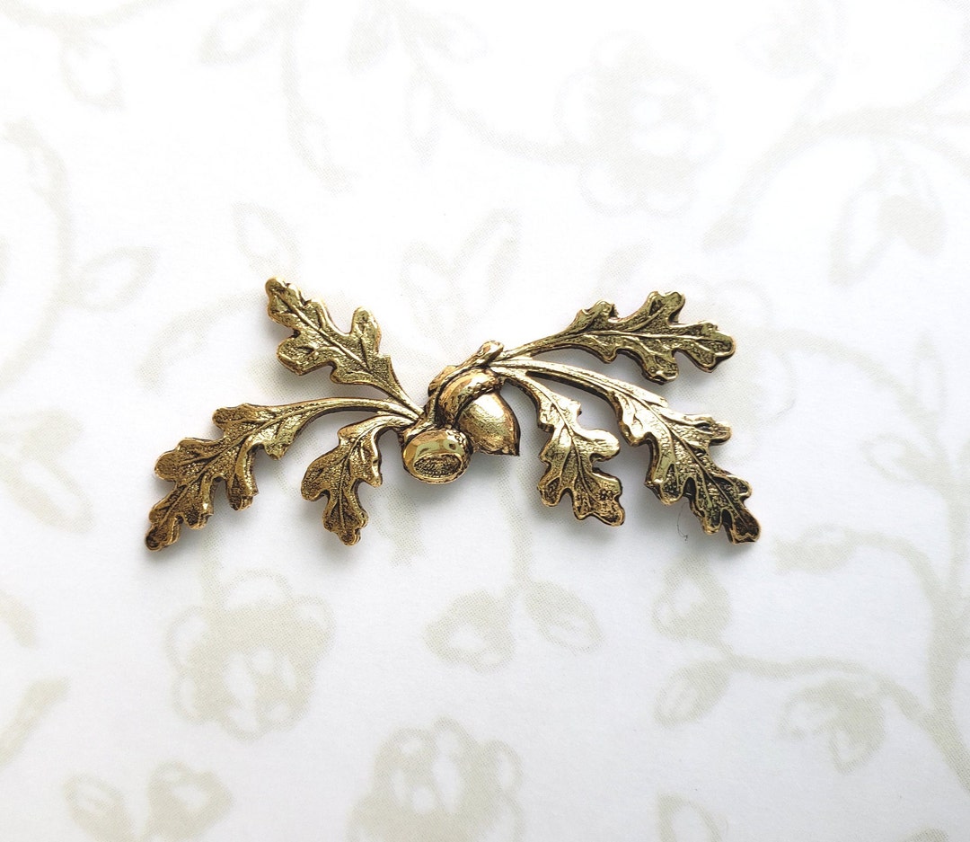24k Gold Oak Leaf & Acorn Small Lapel Pin, 1.5 Inch Brooch, Tie Tack ...