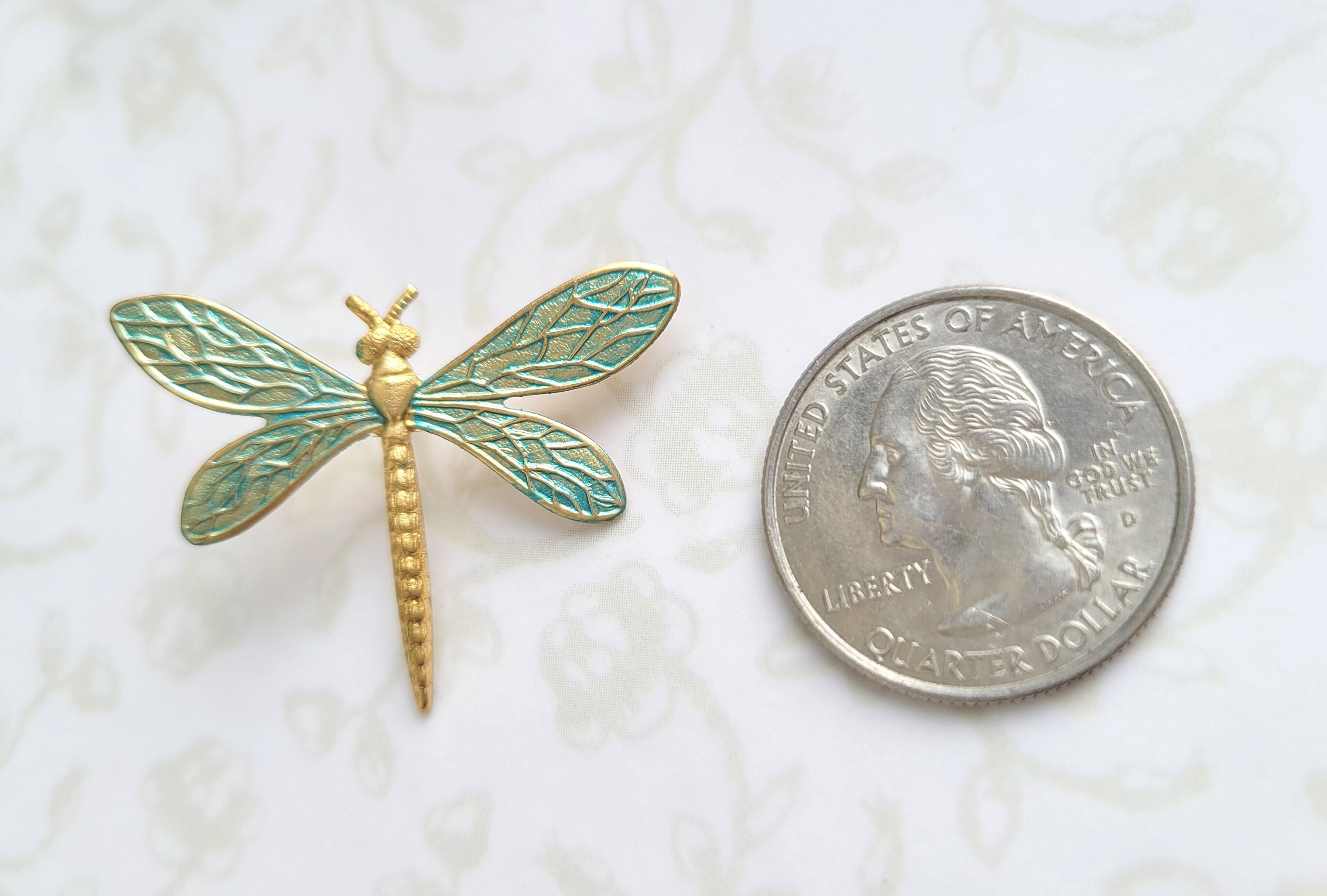 Dragonfly with Blue Wings Lapel Pin Gold Brass Woodland | Etsy