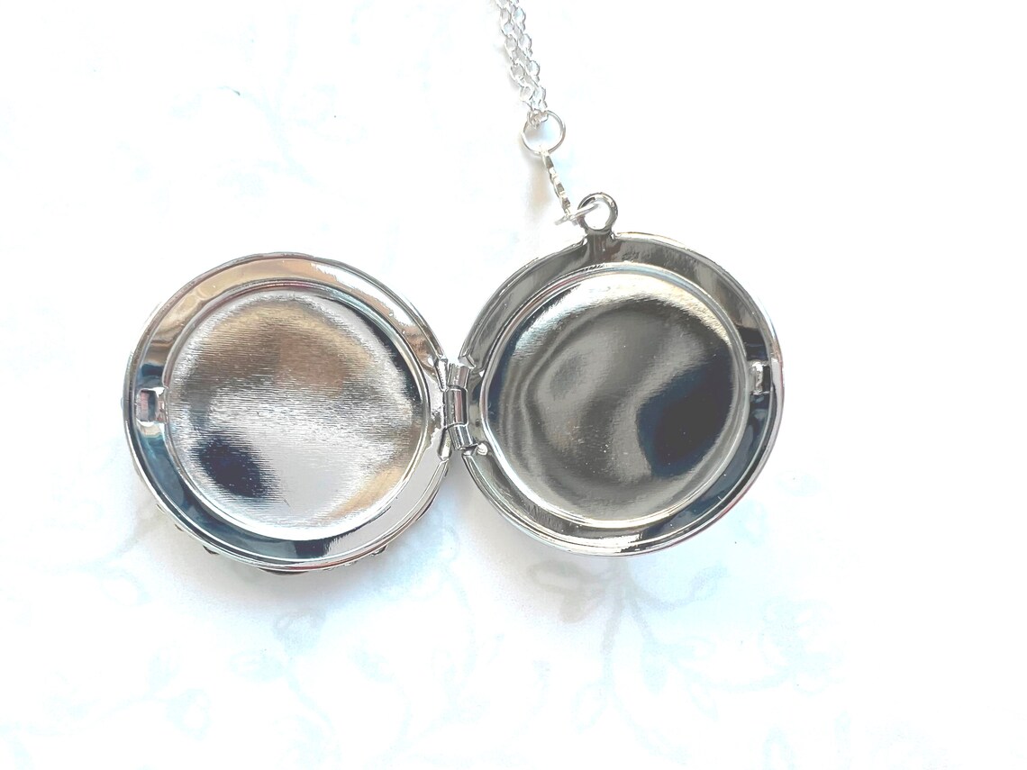 Silver Rose Locket With Floral Wreath Beauty and the Beast - Etsy
