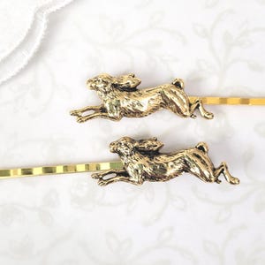 Rabbit Hair Pins, 24k Gold Plated, Set of Two, Bunny, Woodland, Bobby ...