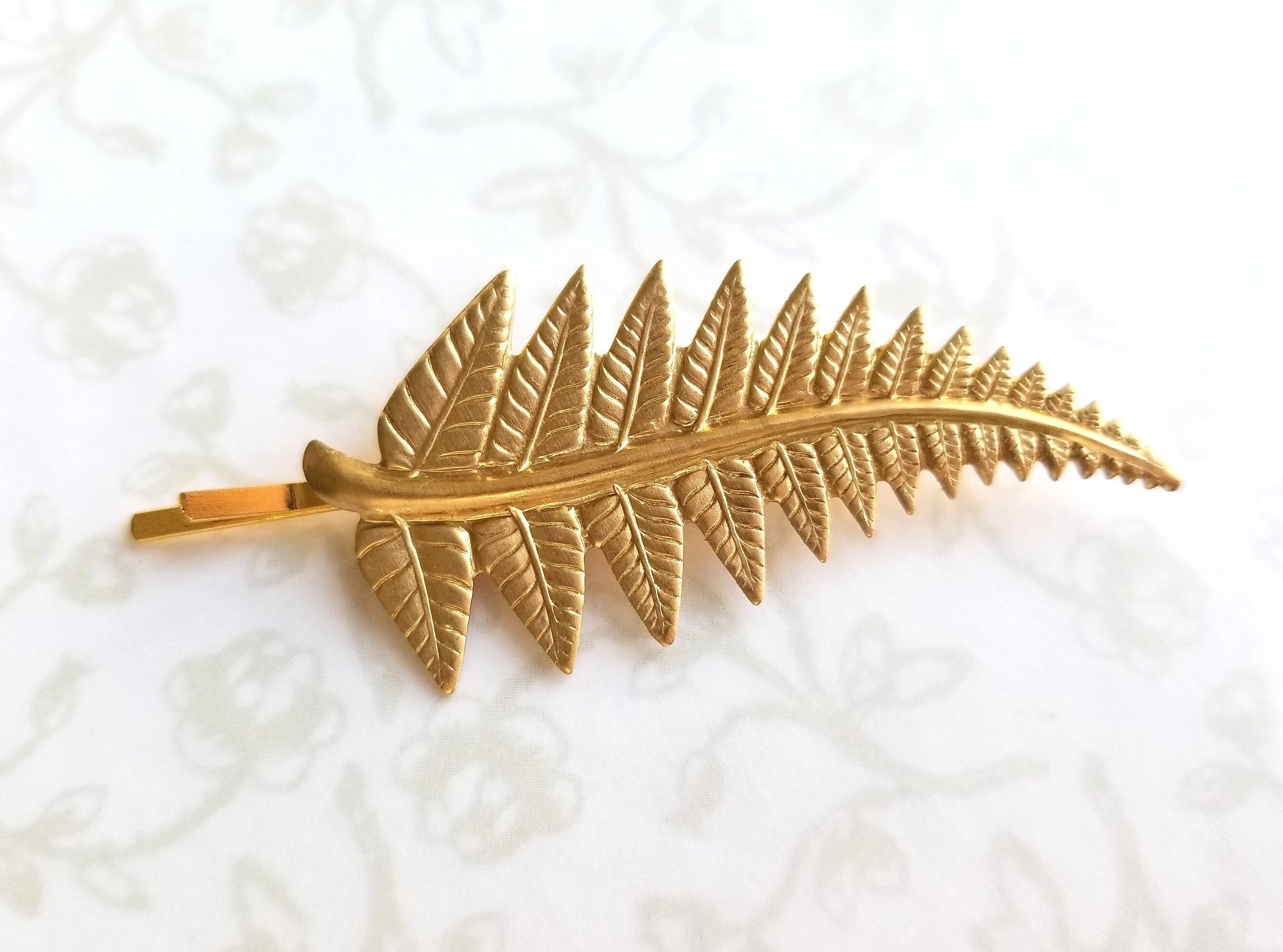 Fern Leaf Hairpin Gold Raw Brass Forest Woodland Nature - Etsy