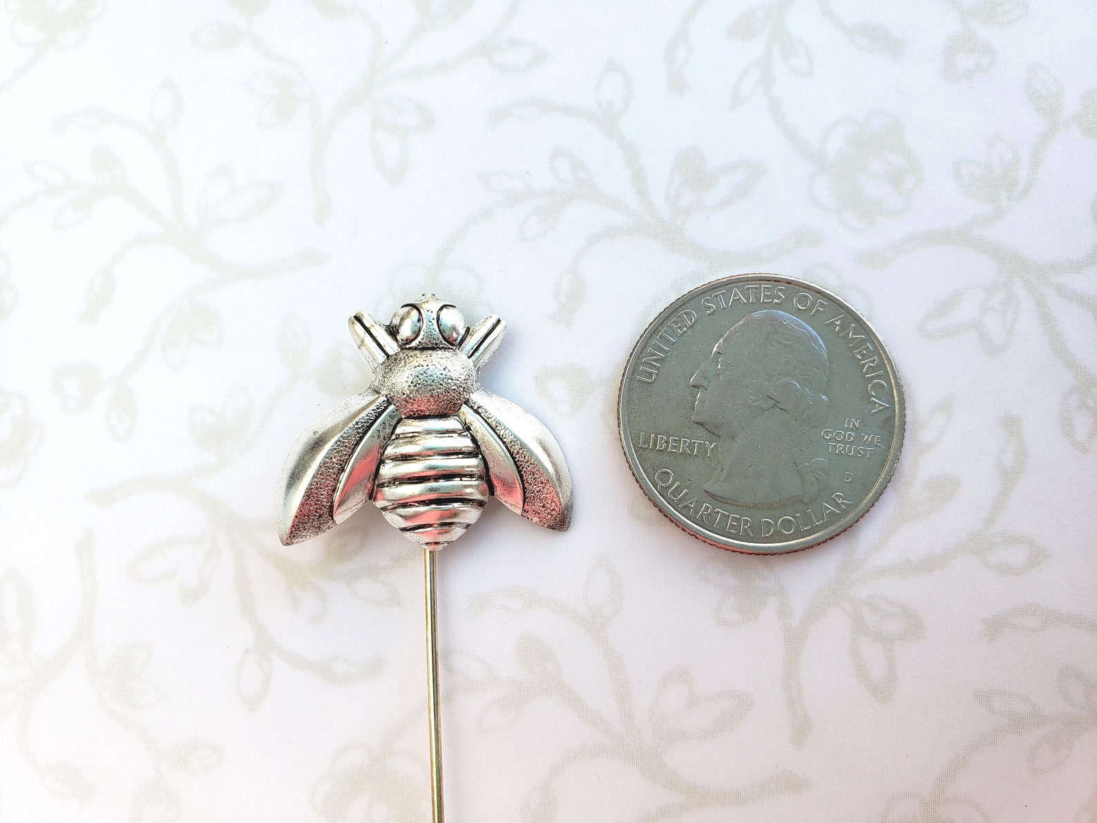Bee Stick Pin Silver Plated Lapel Pin Woodland Garden | Etsy