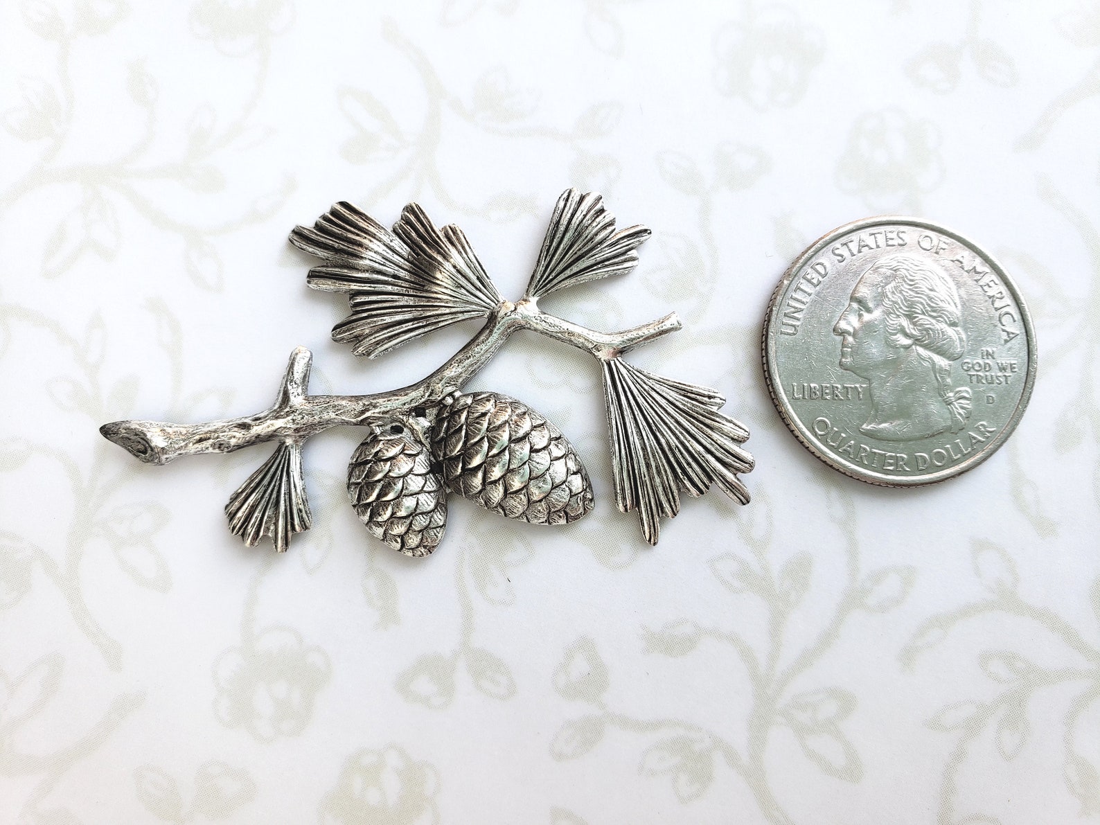 Silver Pine Cone Branch Lapel Pin Brooch Rustic Woodland - Etsy