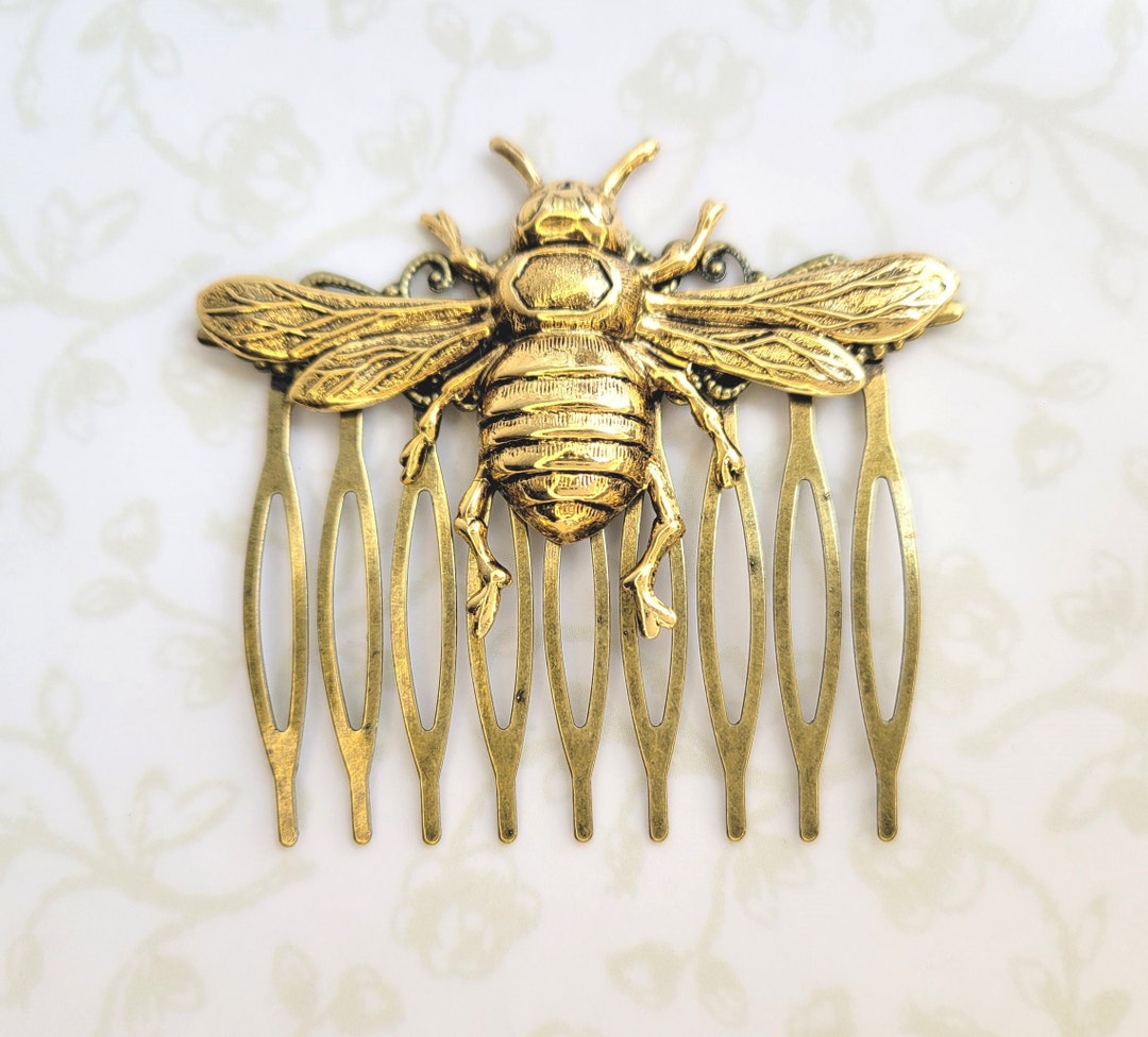 Gold Bee Hair Comb, Honey Bee, Beekeeper, Garden Wedding, Bumble Bee ...
