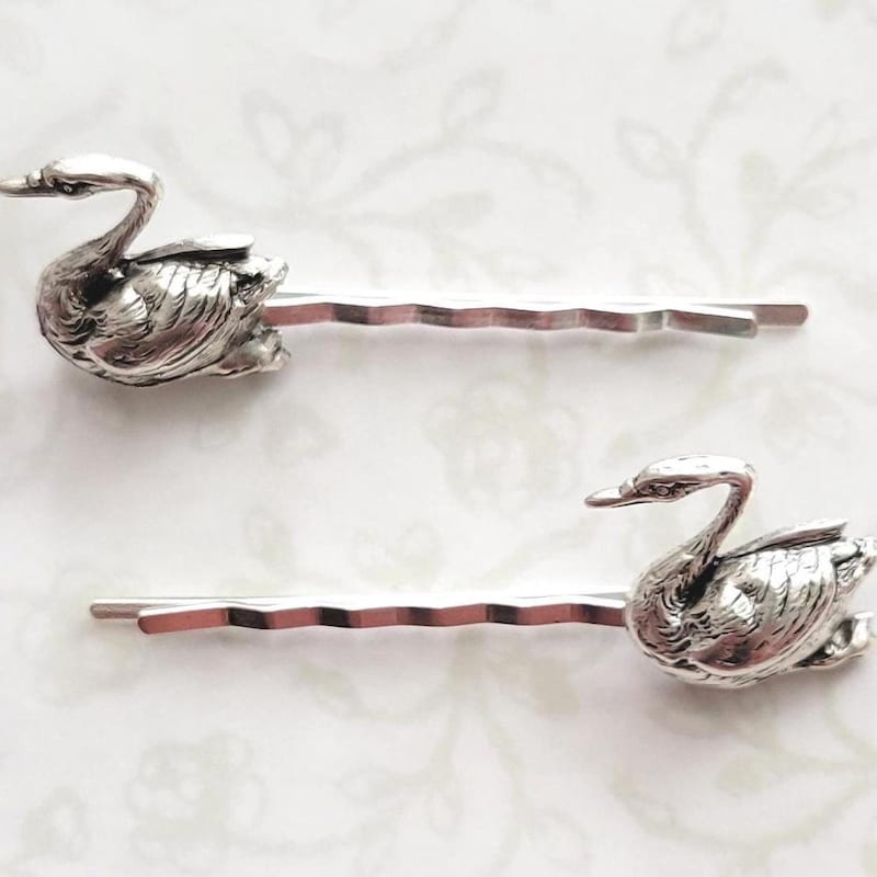Silver Swan Hair Clip - Etsy