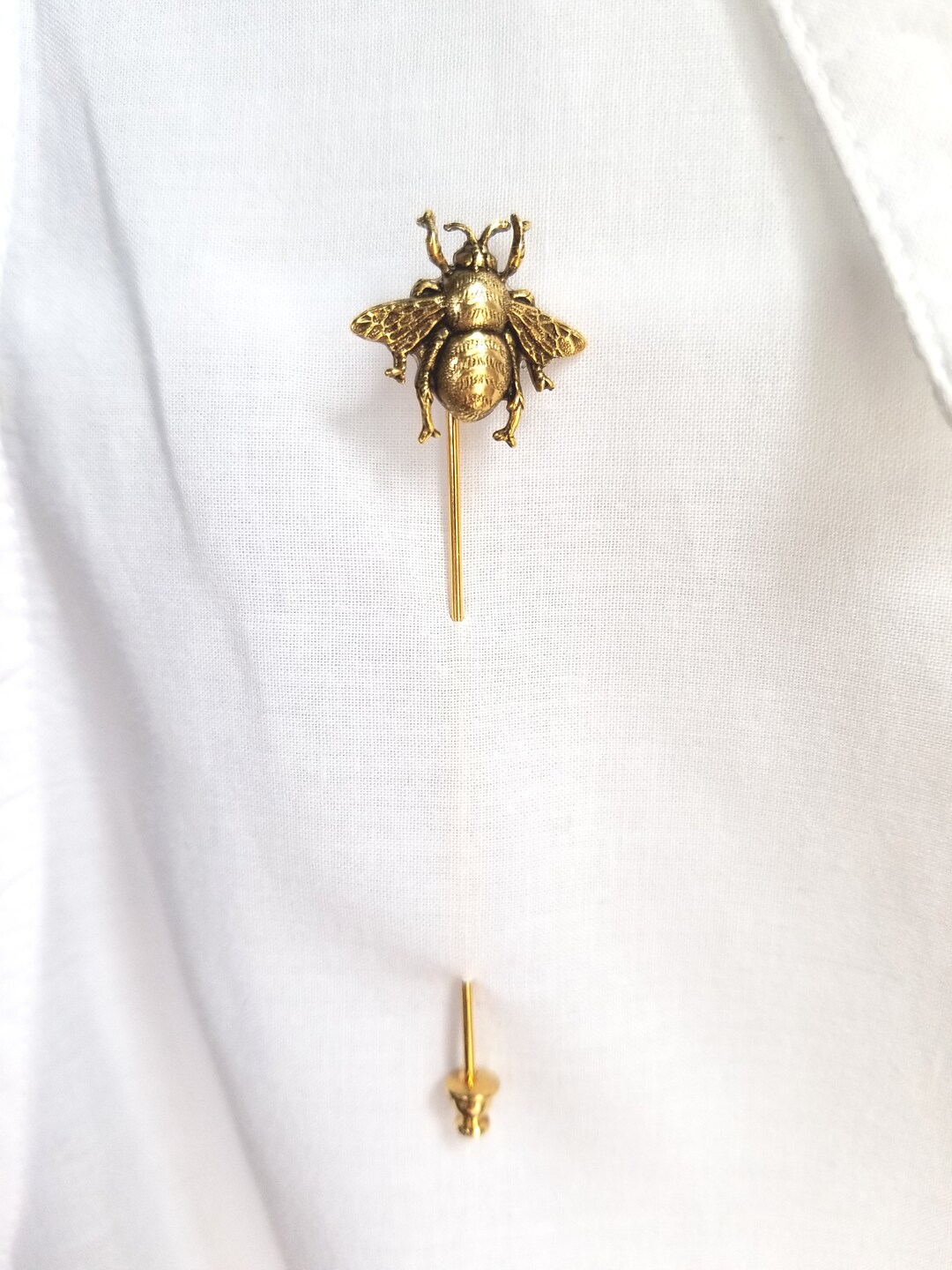 Bee Stick Pin, 24k Gold Plated Lapel Pin, Free Gift Box, Woodland ...