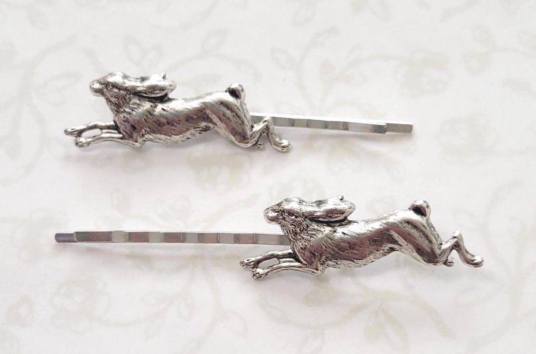 Silver Rabbit Hair Pins, Set of 2, Spring, Easter, Bunny, Teacher Gift ...