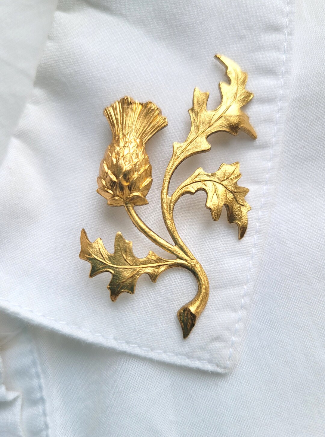 Gold Brass Thistle Lapel Pin, Scottish Brooch, Woodland, Rustic, Garden ...