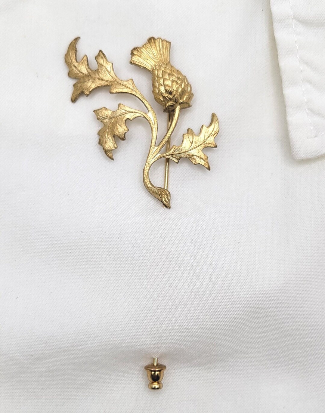 Gold Brass Thistle Stick Pin, Scottish Lapel Pin, Boutonniere, Scotland ...