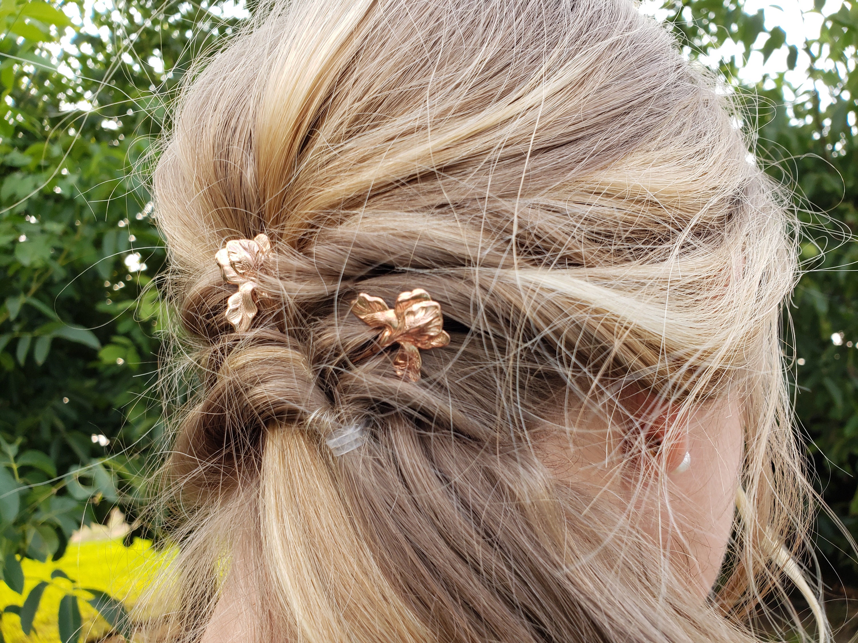 Iris Floral Rose Gold Hair Pins Bobby Pins Garden Wedding | Etsy