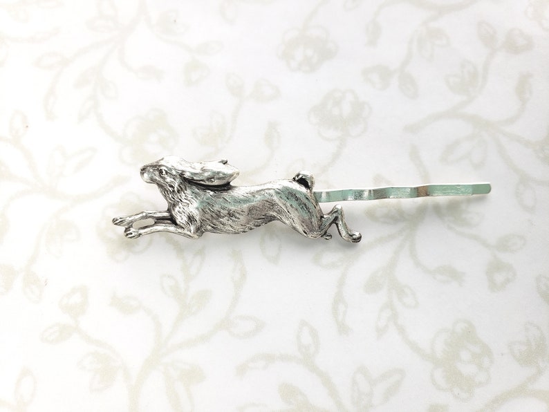 Silver Rabbit Hair Pins Set of 2 Spring Easter Bunny | Etsy